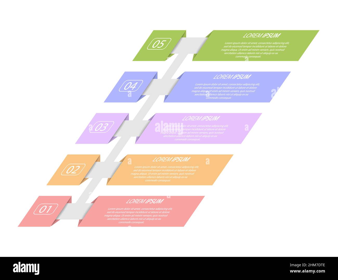 5 stages of development, improvement or training. Infographics with ...