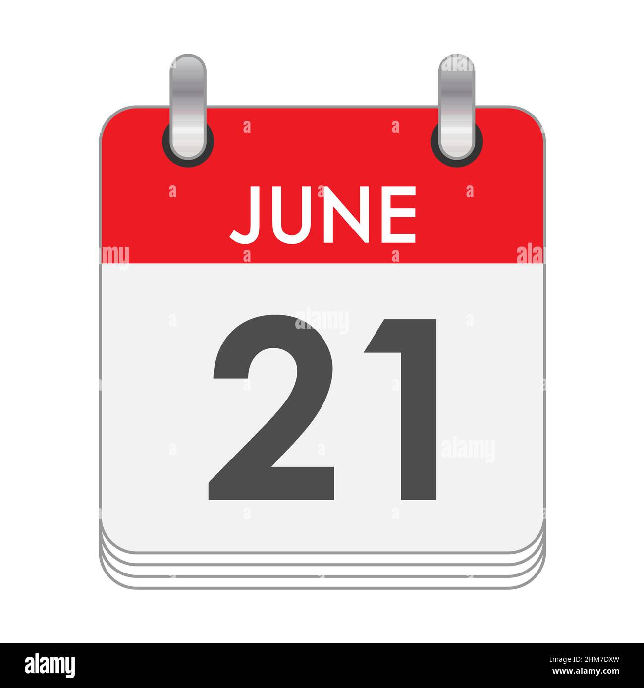 JUNE 21. A leaf of the flip calendar with the date of JUNE 21. Flat ...