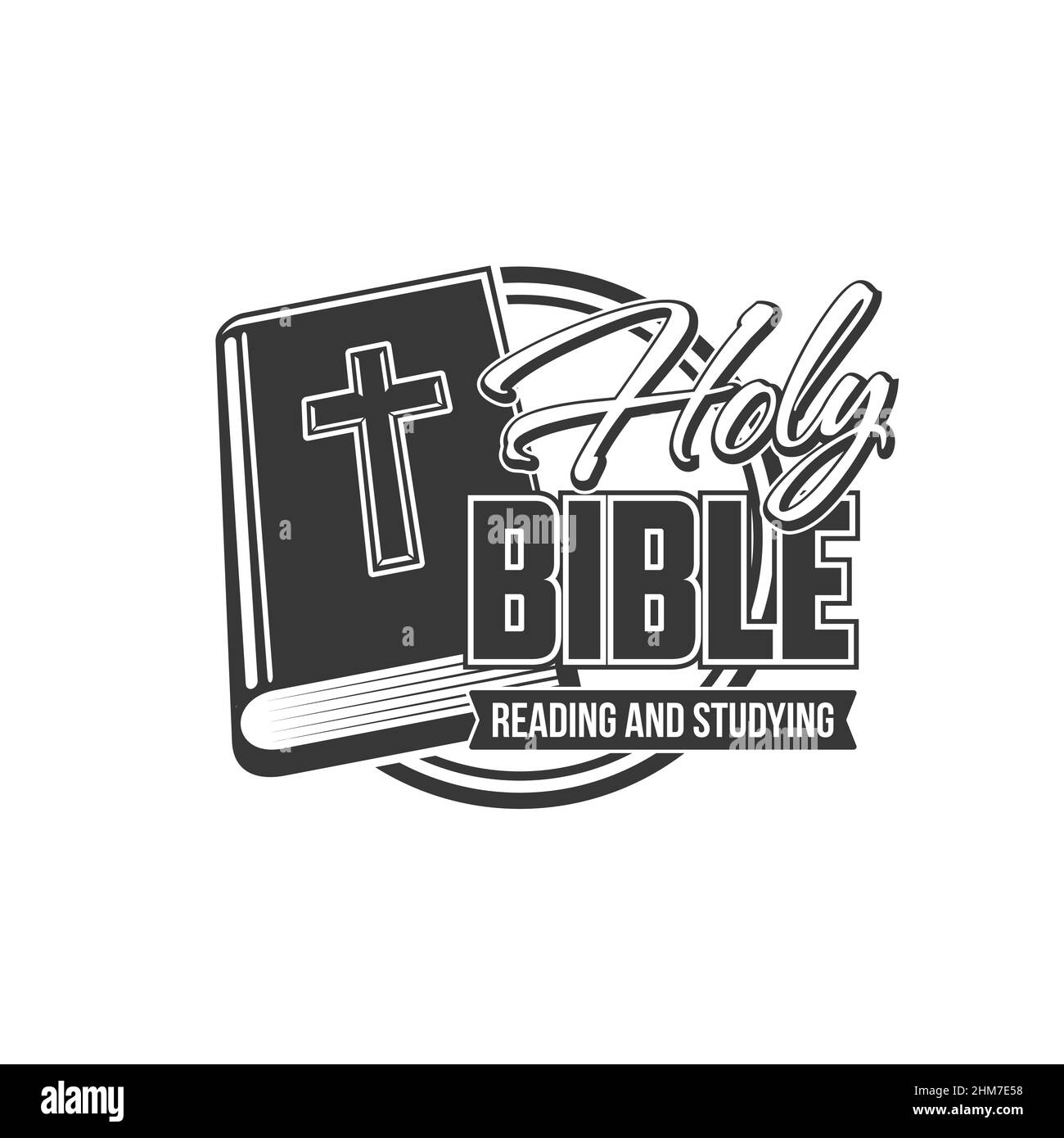 Holy Bible icon with Christian religious church cross, vector catholic ...