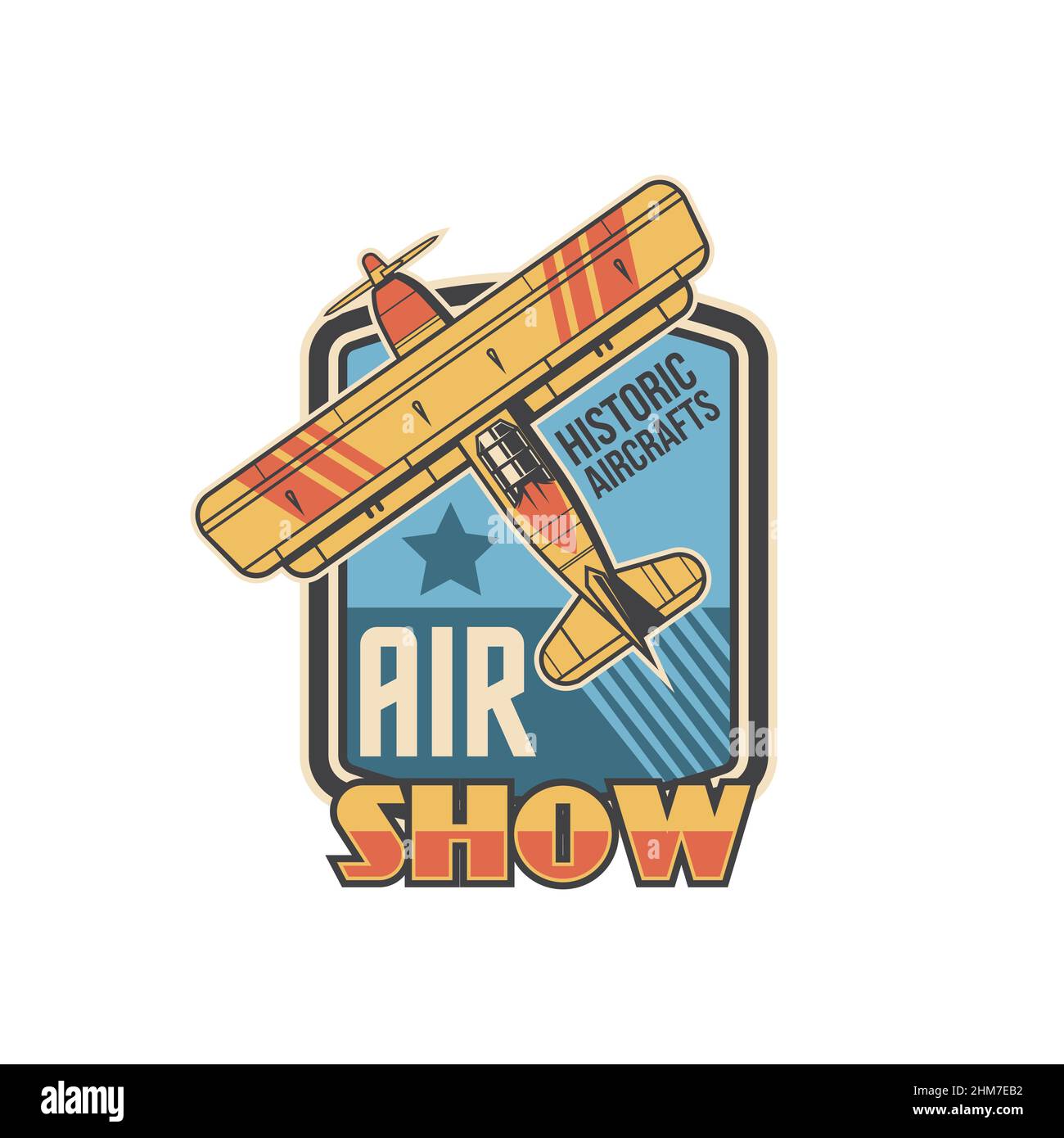 Vintage airplanes show icon, aviation planes and air flight airshow ...
