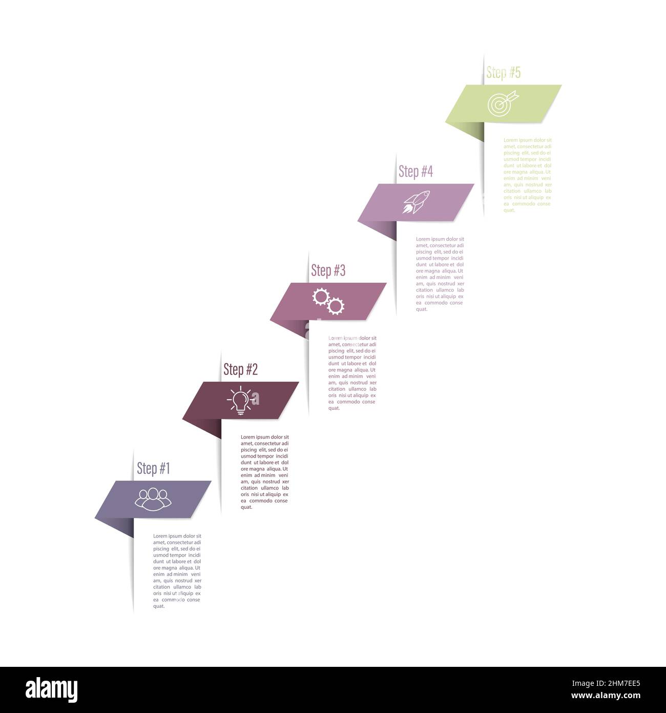 5 stages of development, improvement or training. Infographics with ...
