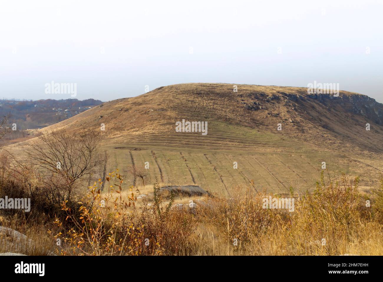 Beautiful landscape of fields sky a panoramic view from clay hills ...