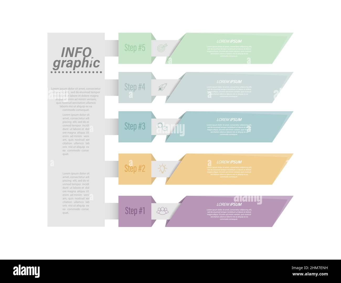 5 stages of development, improvement or training. Infographics with ...