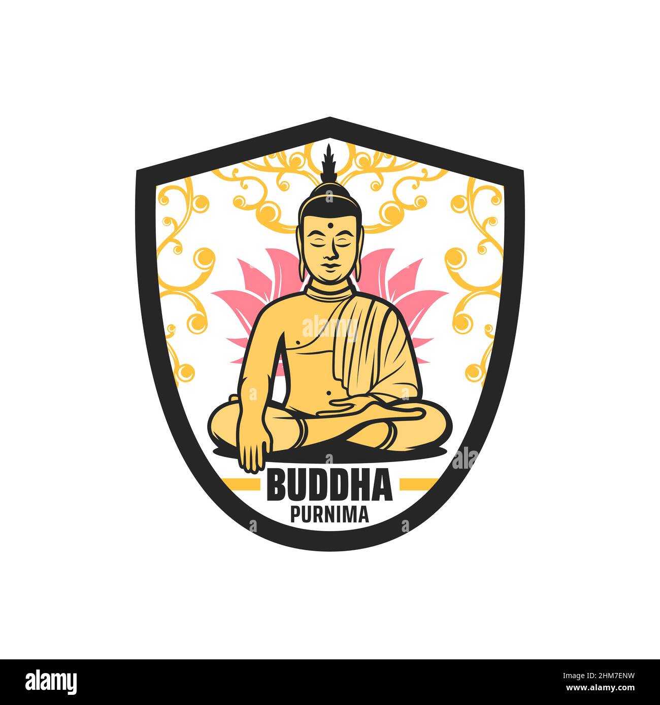 Buddha Purnima icon. Buddhism religion holiday, Gautama birthday ...