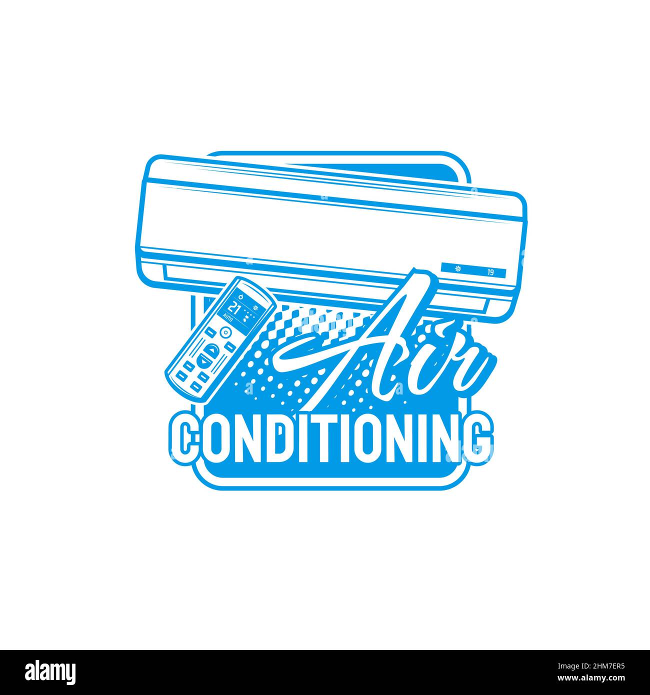 Air conditioning icon with split system conditioner and remote control ...