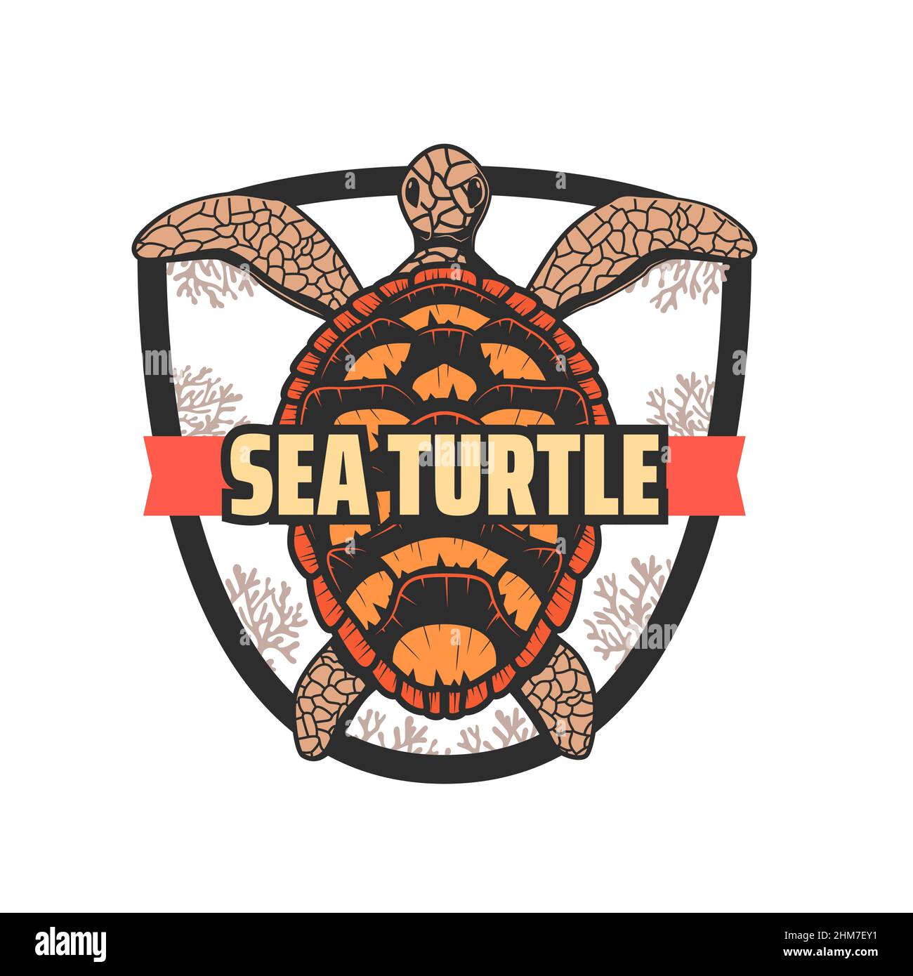 Save sea turtles icon, underwater world and marine fauna protection ...