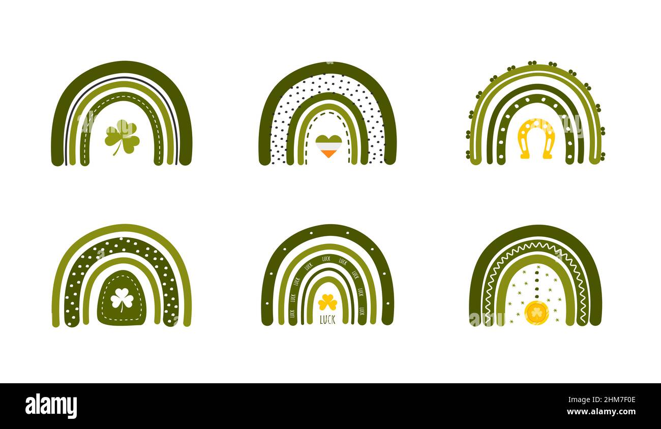 St. Patrick day rainbow in boho style. Bohemian clipart for irish ...