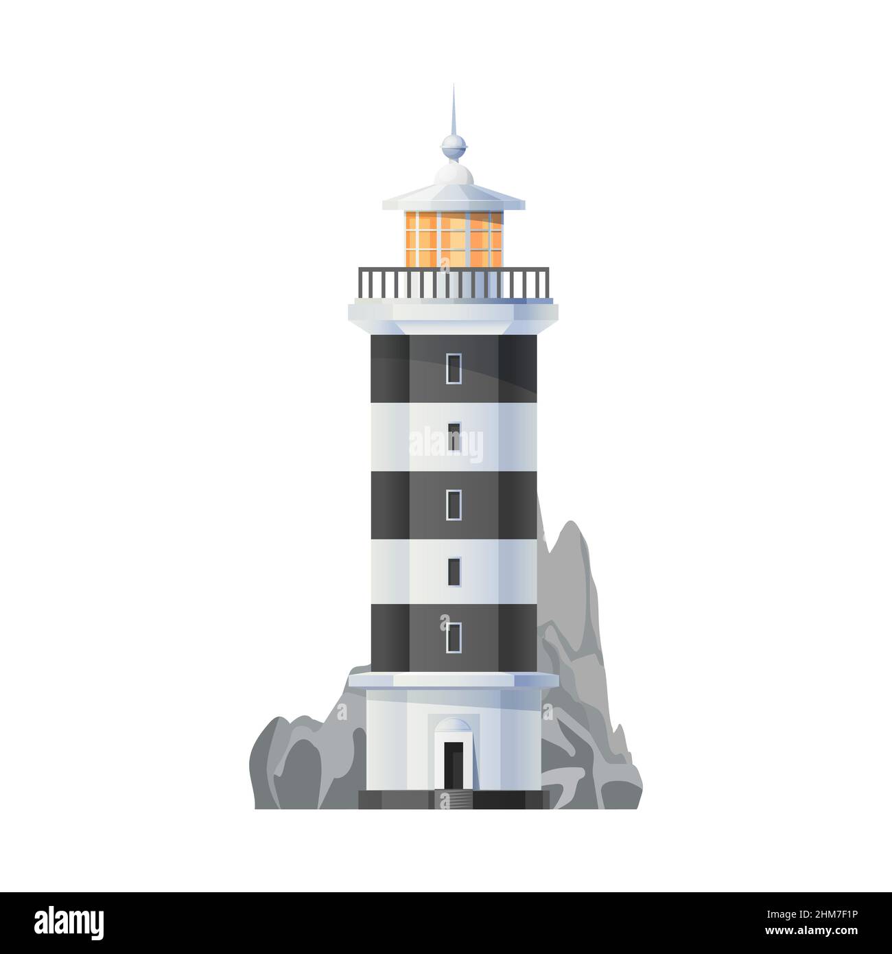 Ancient sea lighthouse icon. Nautical beacon tower, vector retro ...