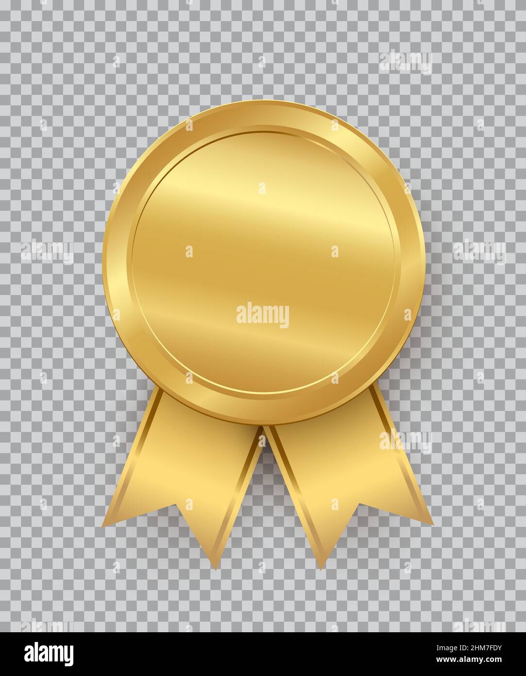 Golden stamp with ribbons isolated on transparent background. Luxury ...