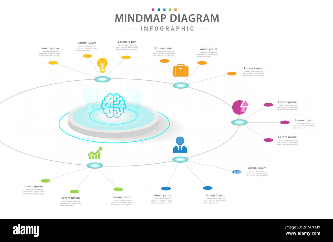 Infographic template for business. 5 Steps Modern Mindmap diagram with futuristic style ...