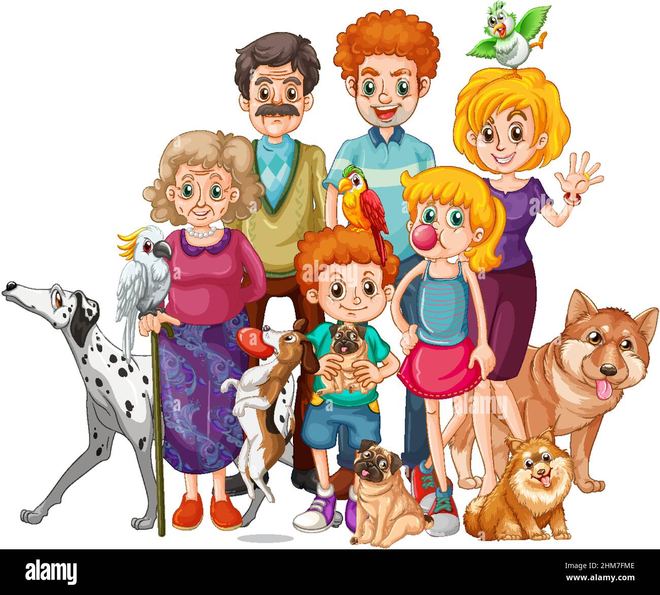 Big family members with many dogs illustration Stock Vector Image & Art ...