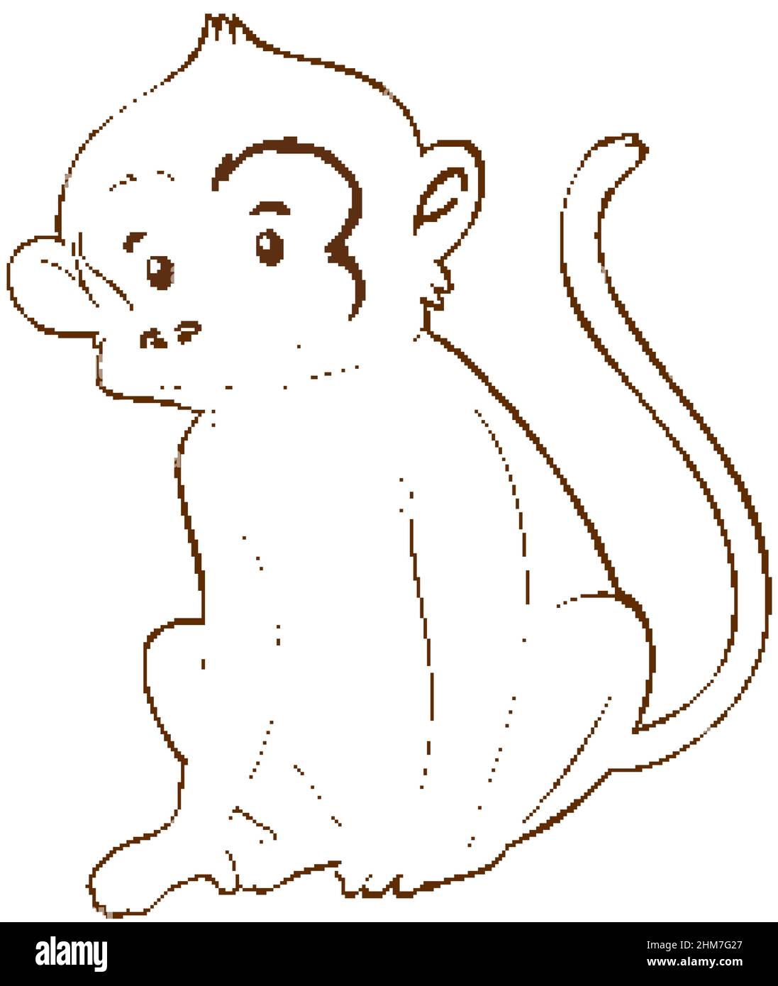 Monkey in doodle simple style on white background illustration Stock ...