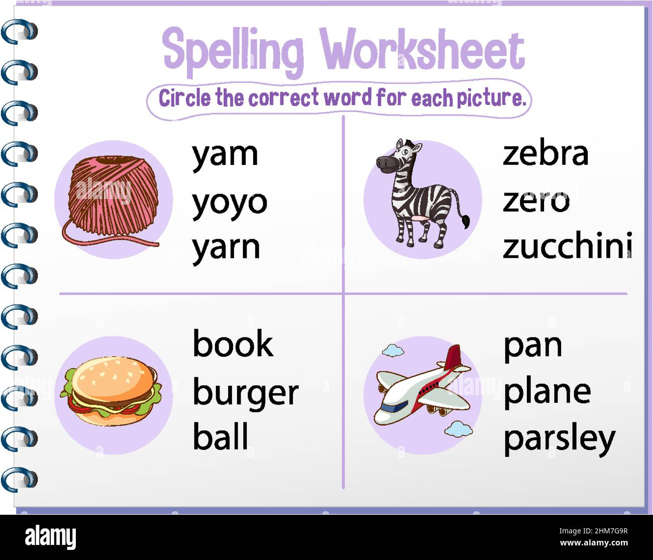 Spelling worksheet template for kids illustration Stock Vector Image ...