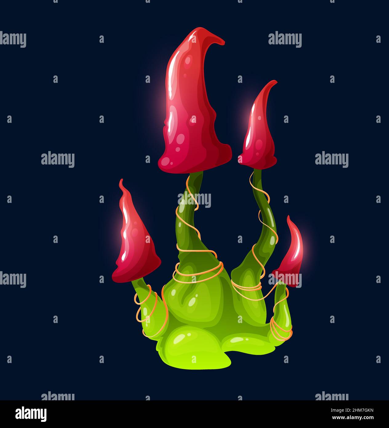 Fantasy magic poisonous red mushroom. Magic organism, cartoon vector ...