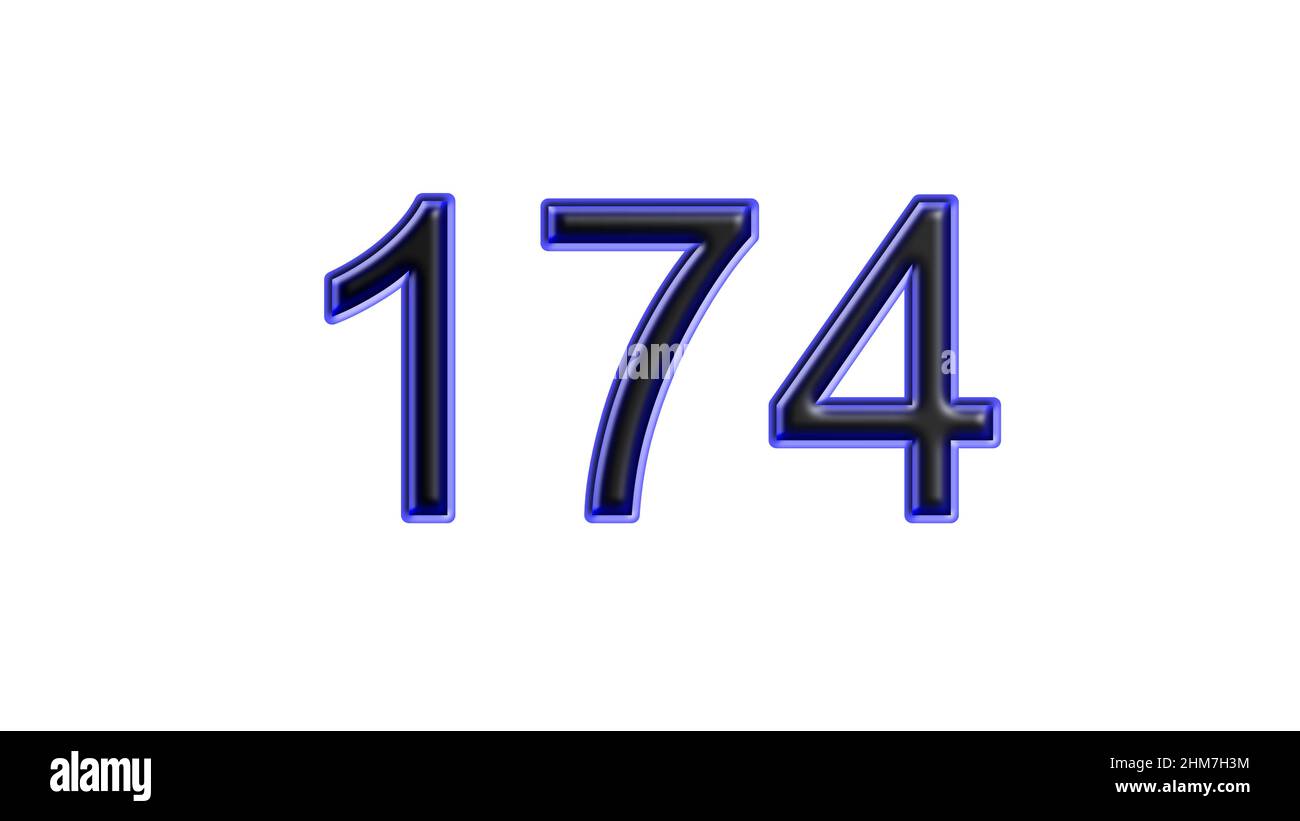 blue 174 number 3d effect white background Stock Photo - Alamy