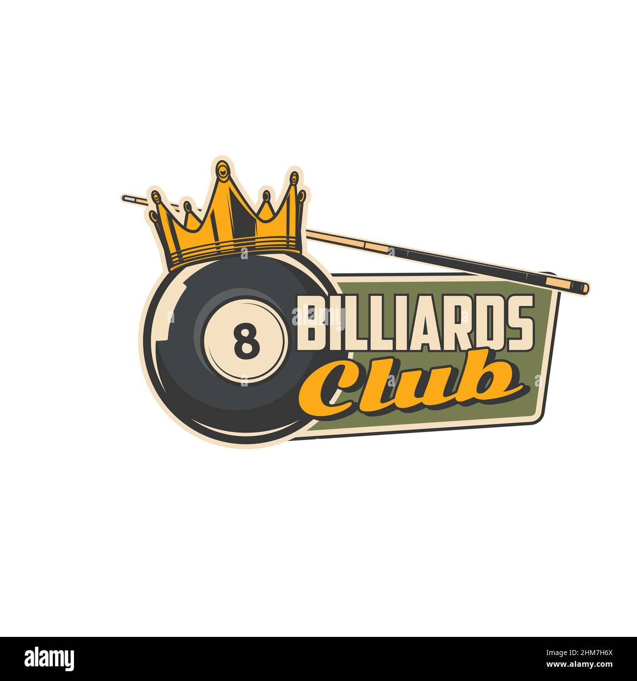 Billiards club icon or pool sport game tournament and poolroom vector ...
