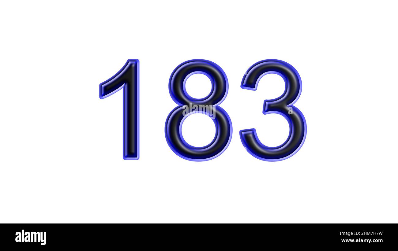 blue 183 number 3d effect white background Stock Photo - Alamy