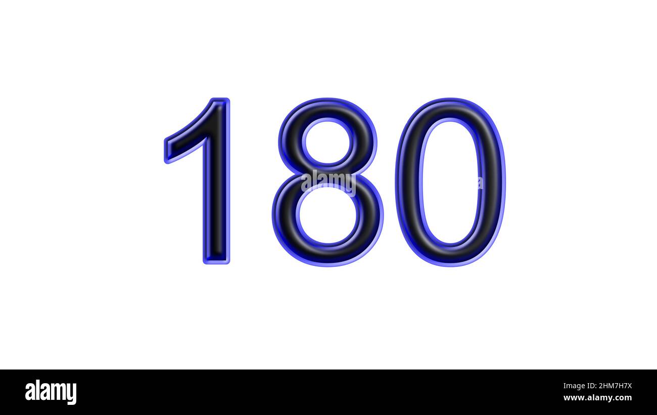 blue 180 number 3d effect white background Stock Photo - Alamy