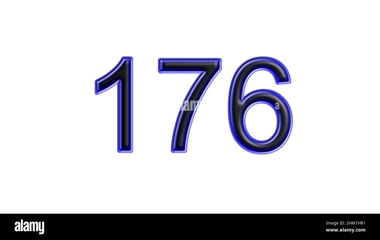 blue 176 number 3d effect white background Stock Photo - Alamy
