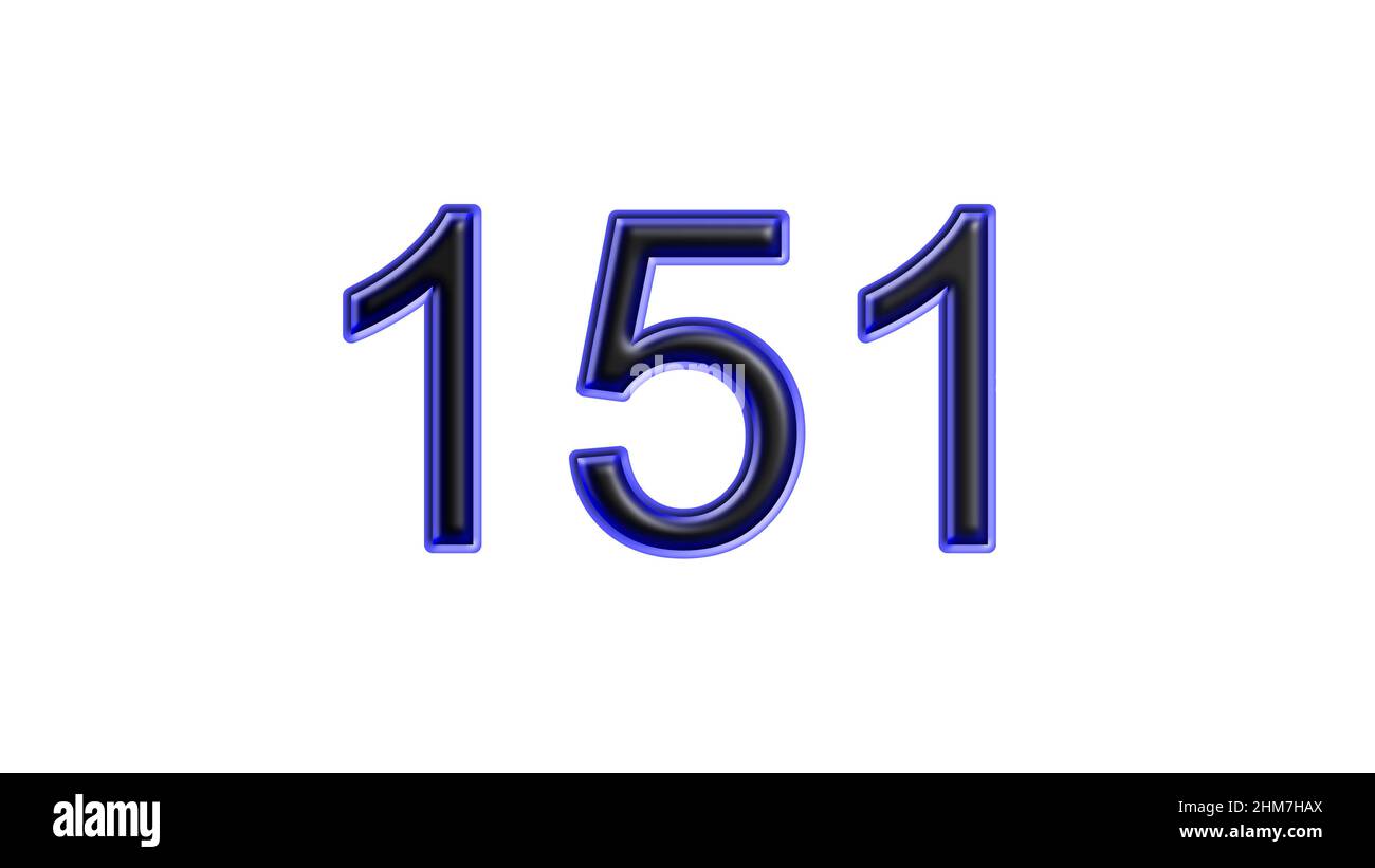 blue 151 number 3d effect white background Stock Photo - Alamy