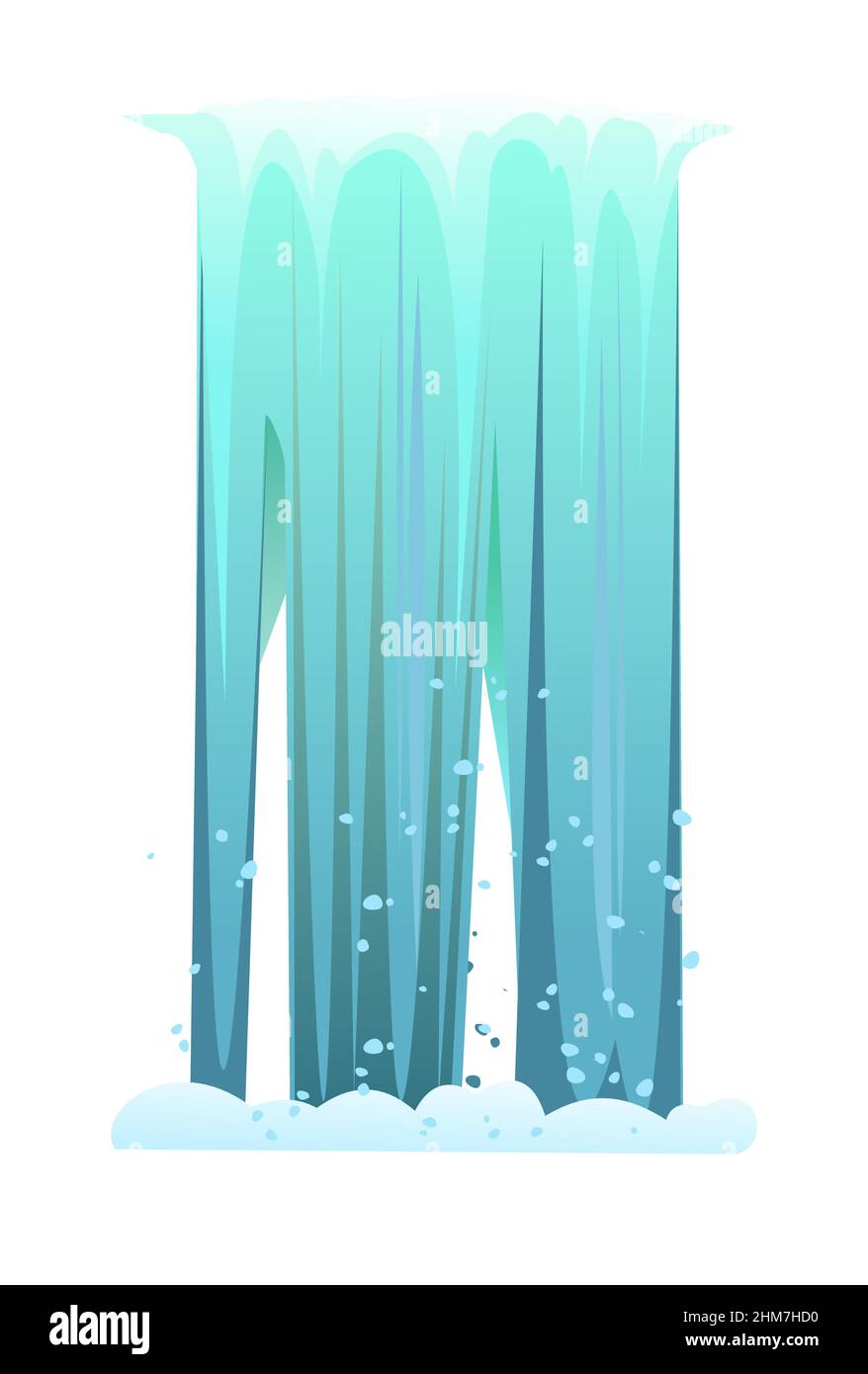 Streaming waterfall water. Smooth cascade flow downward. Fast stream with splashes. Object ...