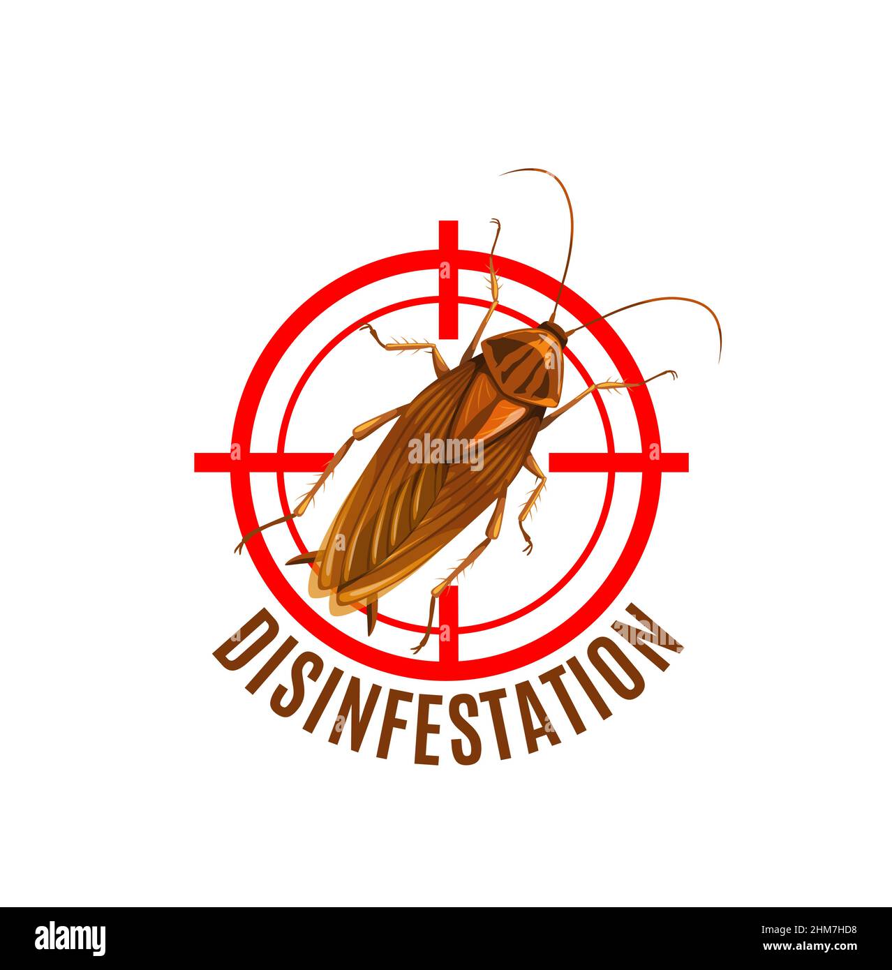 Disinfestation icon, cockroach stop sign. Pest control disinsection ...