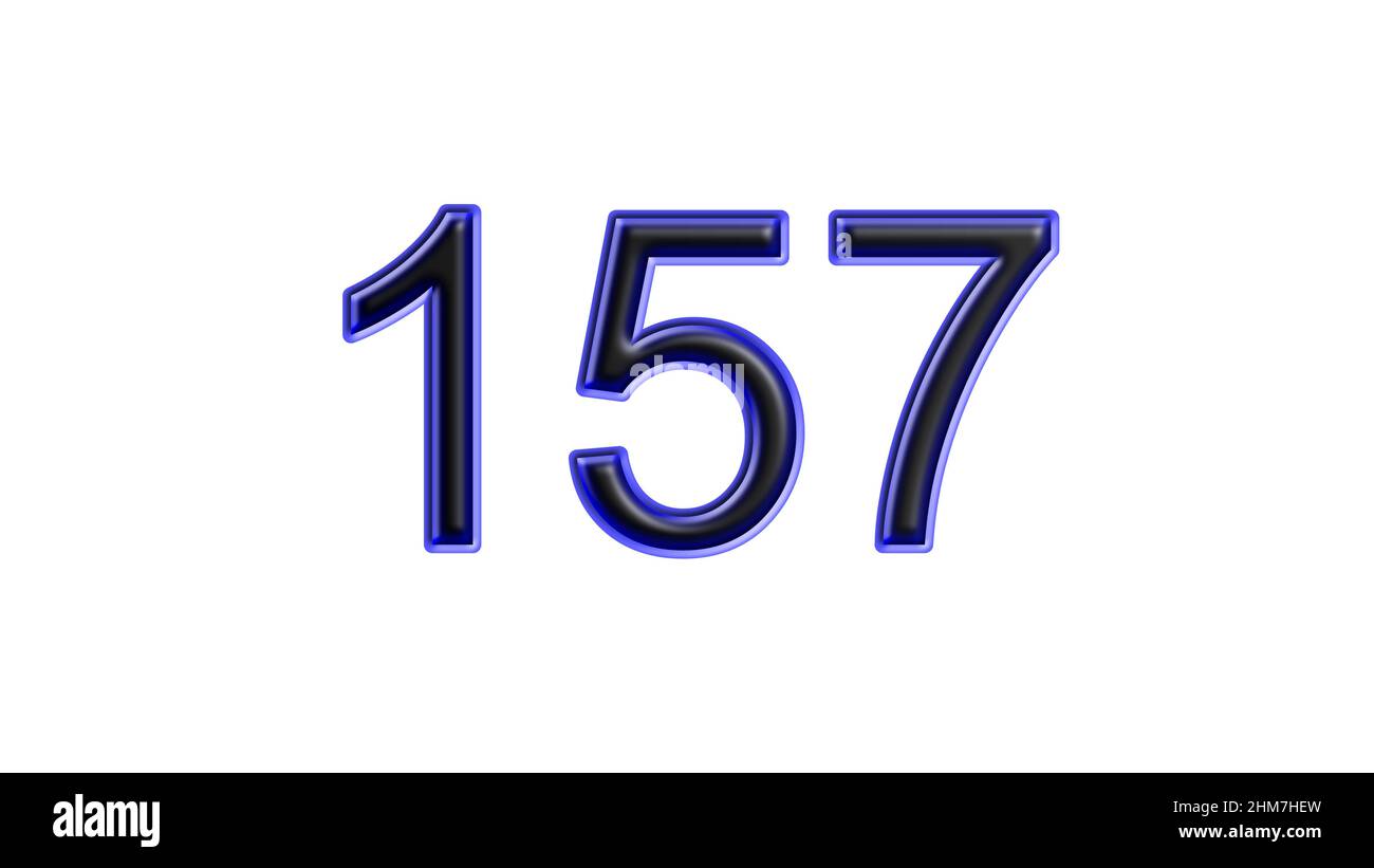 blue 157 number 3d effect white background Stock Photo - Alamy
