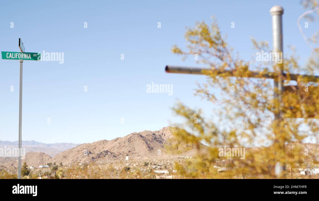 California street crossroad sign, road intersection USA. Travel ...