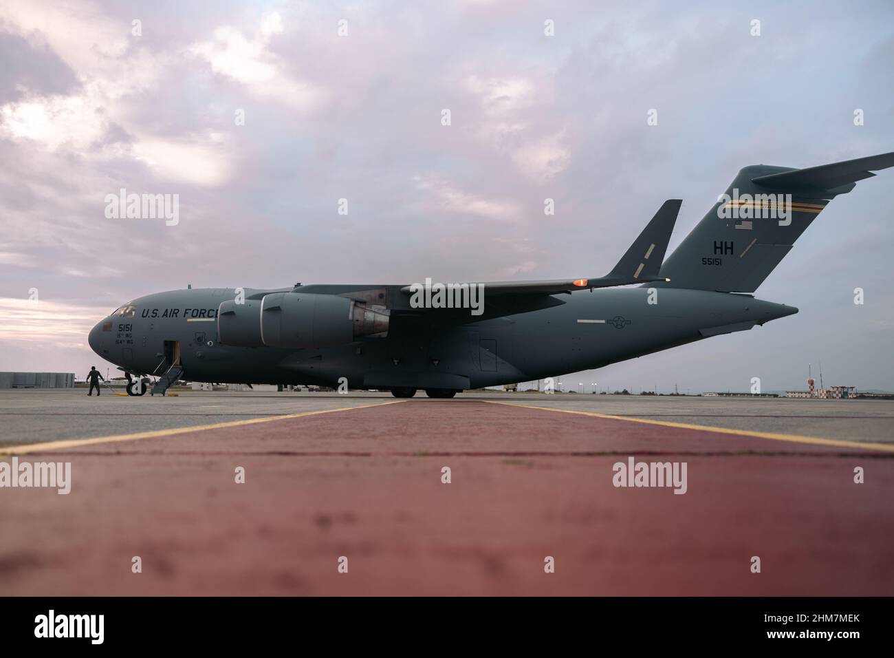 A U.S. Air Force C-17 Globemaster III airplane attached to 204th ...