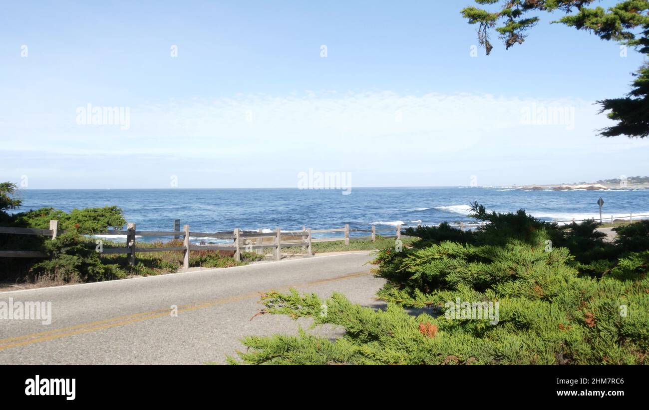 17-mile drive scenic road, Monterey, California USA. Trip along ocean ...