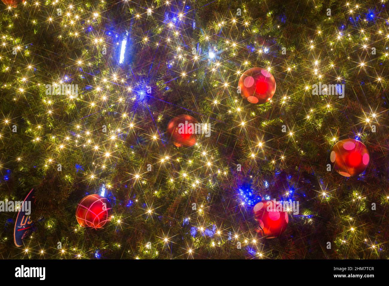 The lights on the Christmas tree decoration background Stock Photo - Alamy