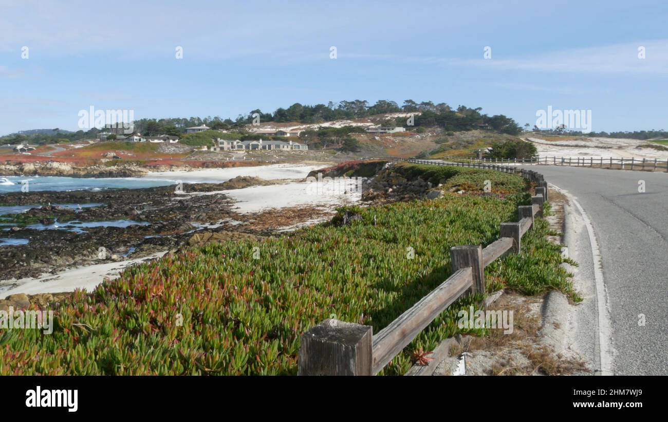 17-mile drive scenic road, Monterey, California USA. Trip along ocean ...