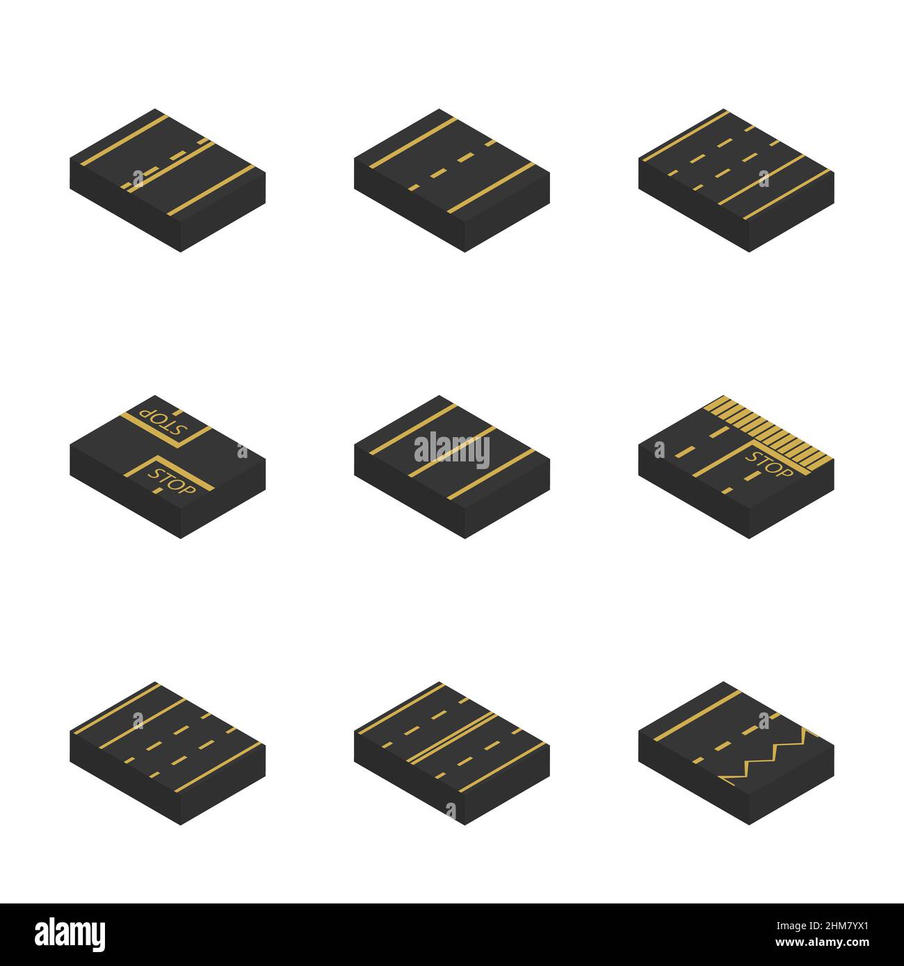 Fragment of a roadbed with markings. Flat 3D isometric style, vector ...