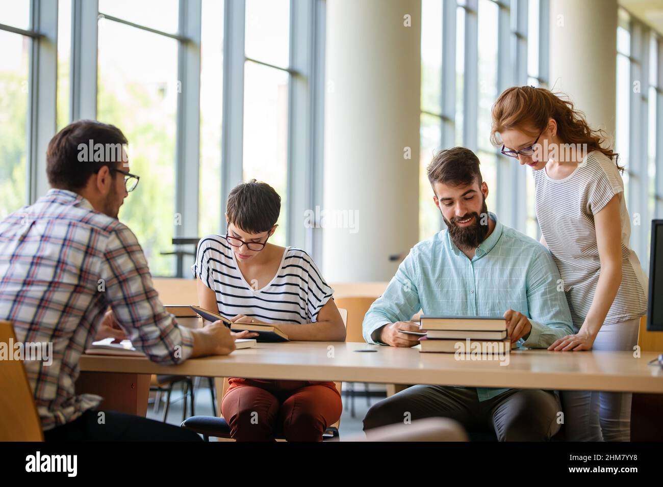Education campus friendship people concept. Group of happy students ...