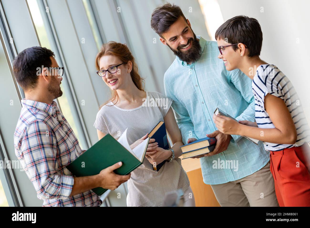 Education campus friendship people concept. Group of happy students ...