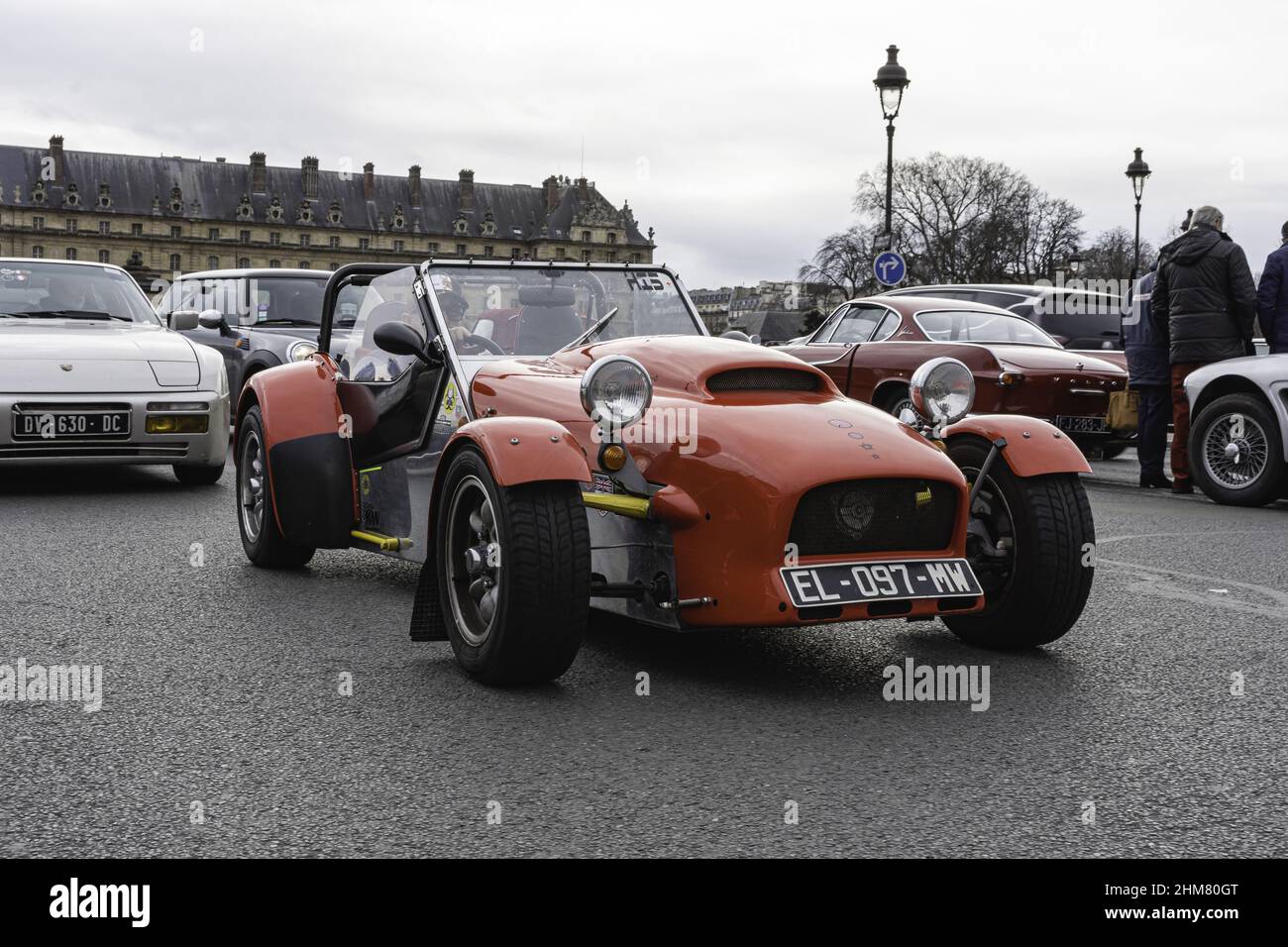 Original Red Caterham old version in the street Stock Photo - Alamy