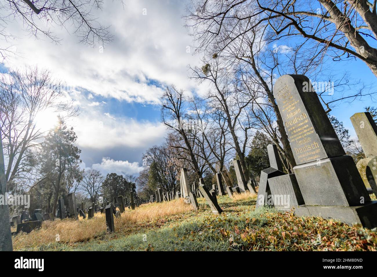 vienna, austria, 02 feb 2022, graves at the old jewish cemetery at the ...