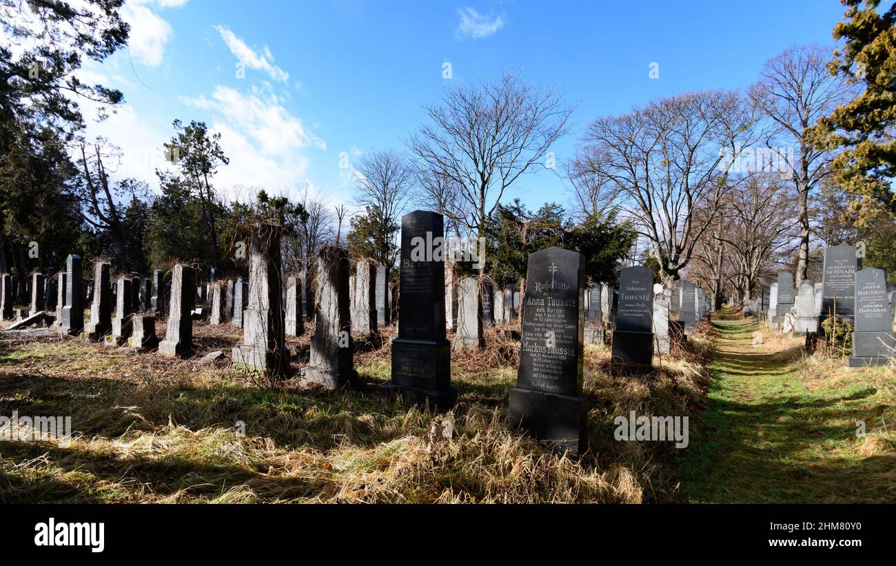 vienna, austria, 02 feb 2022, graves at the old jewish cemetery at the ...