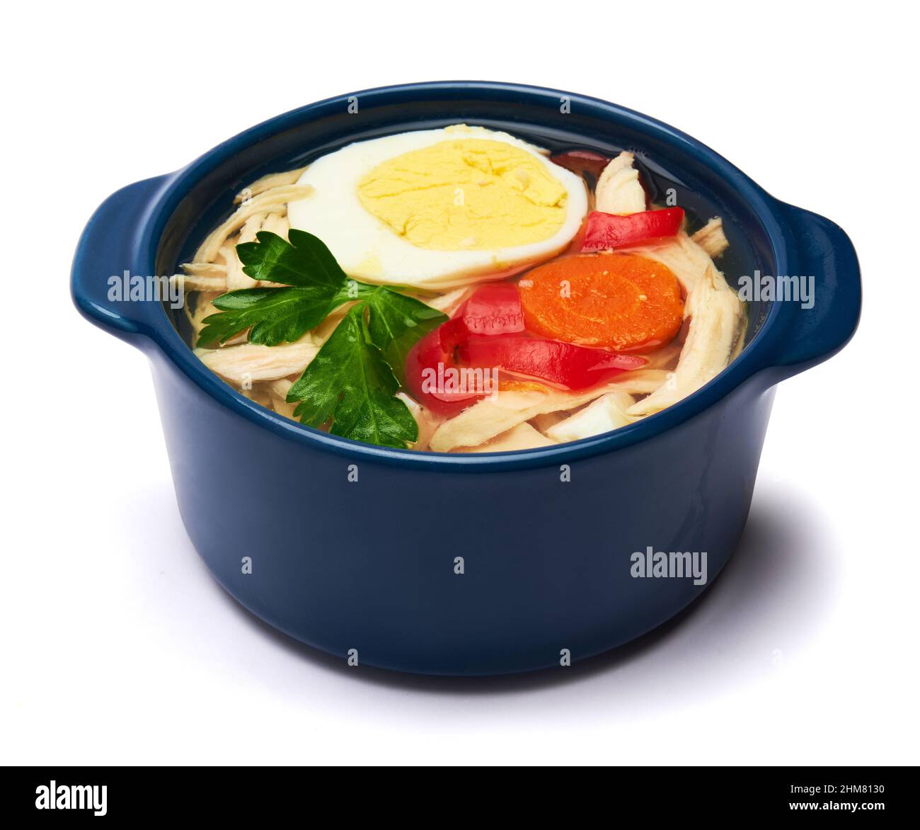 Delicious chicken aspic in ceramic bowl isolated on white background ...