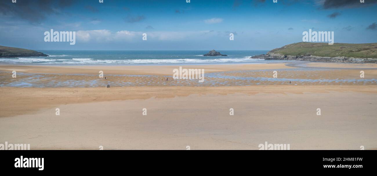 A panoramic view of the award winning Crantock Beach in Newquay in ...