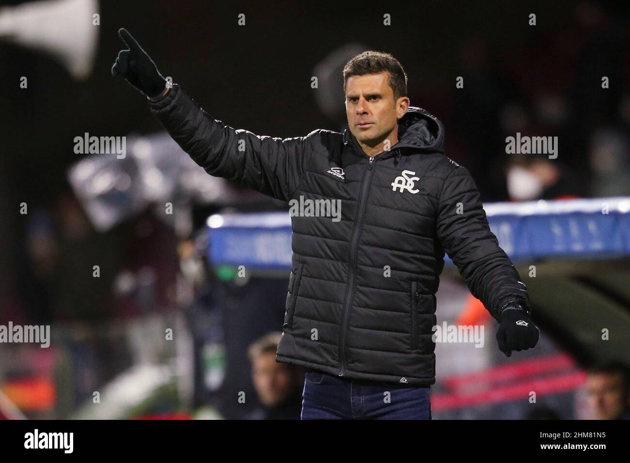 SpeziaÕs Italian coach Thiago Motta gesticulate during the Serie A ...