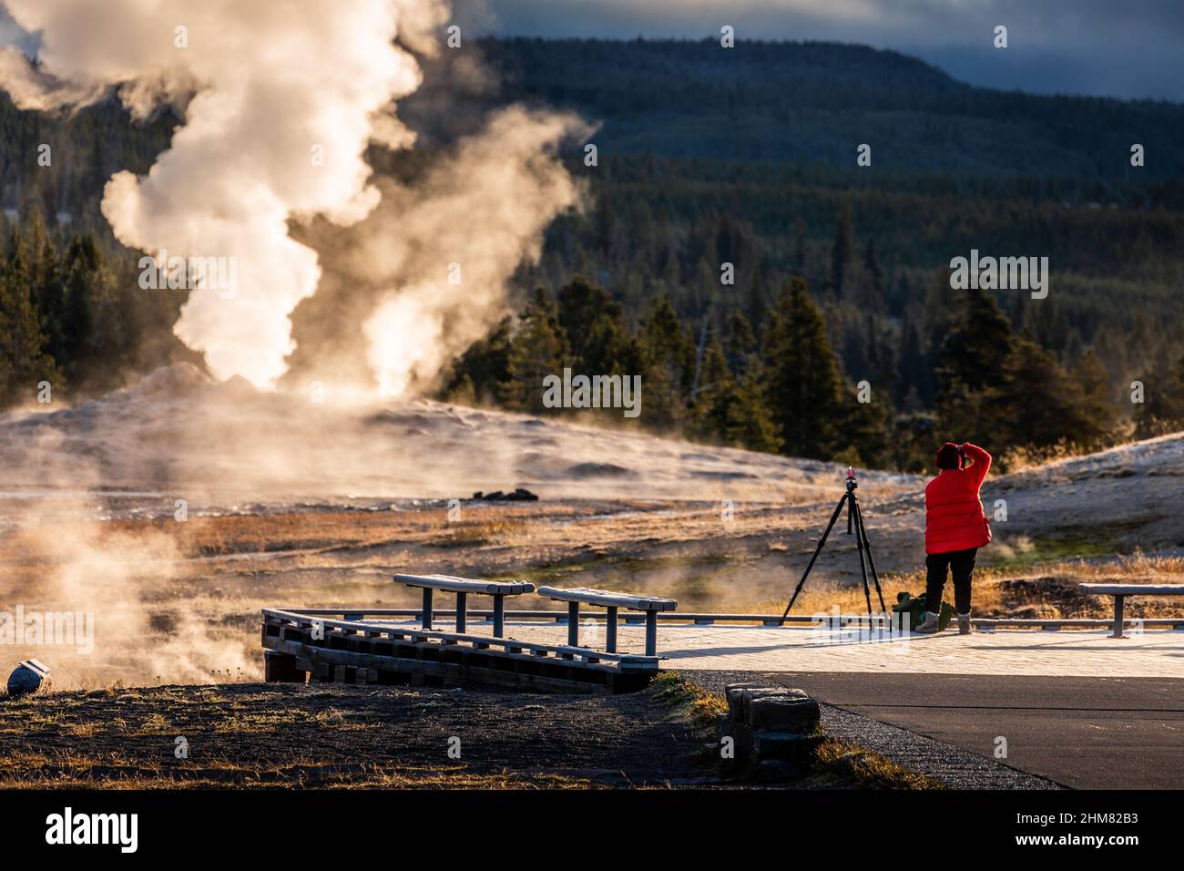 Yellowstone volcano woman hi-res stock photography and images - Alamy