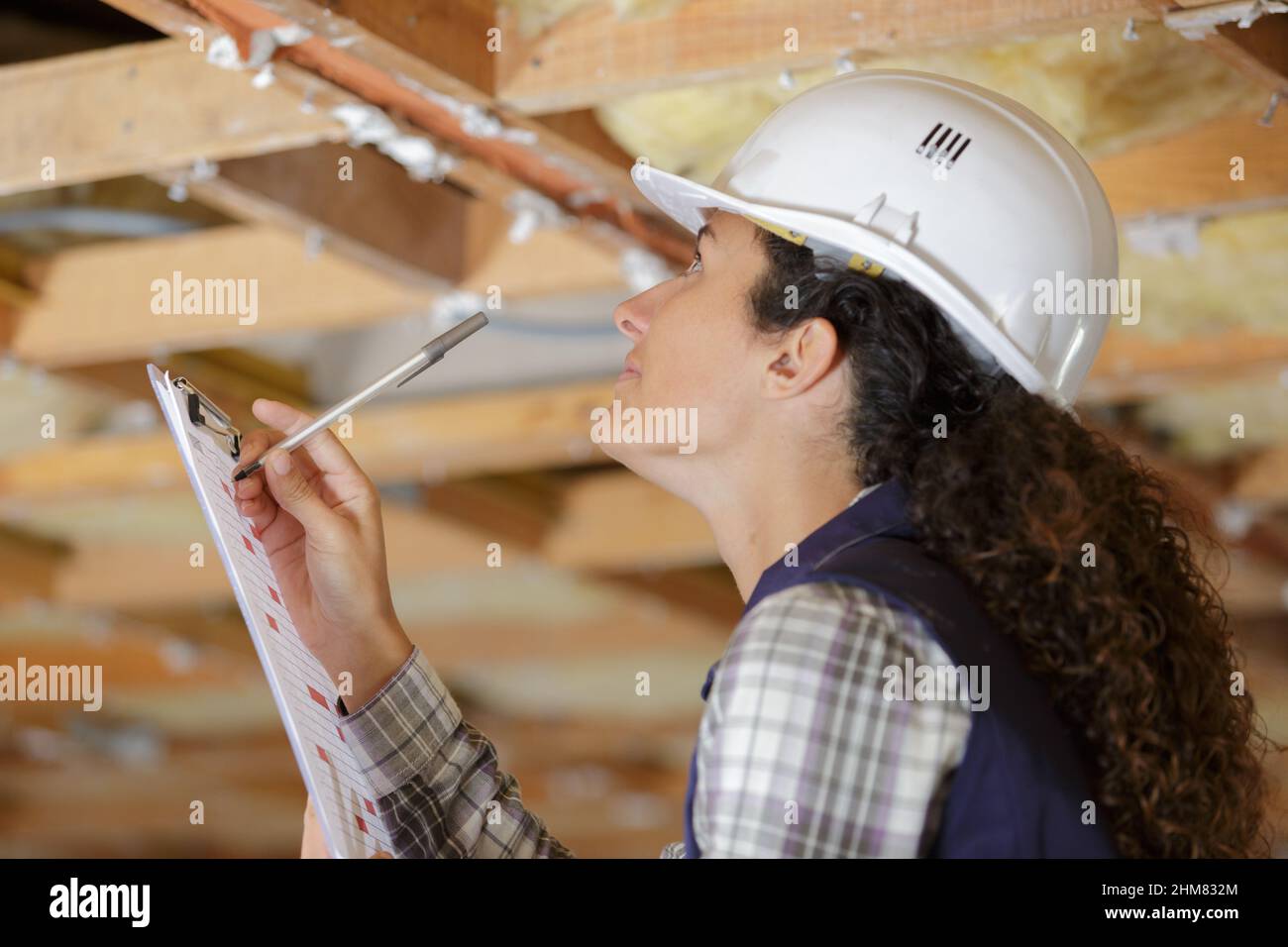 female builder with a clipboard Stock Photo - Alamy