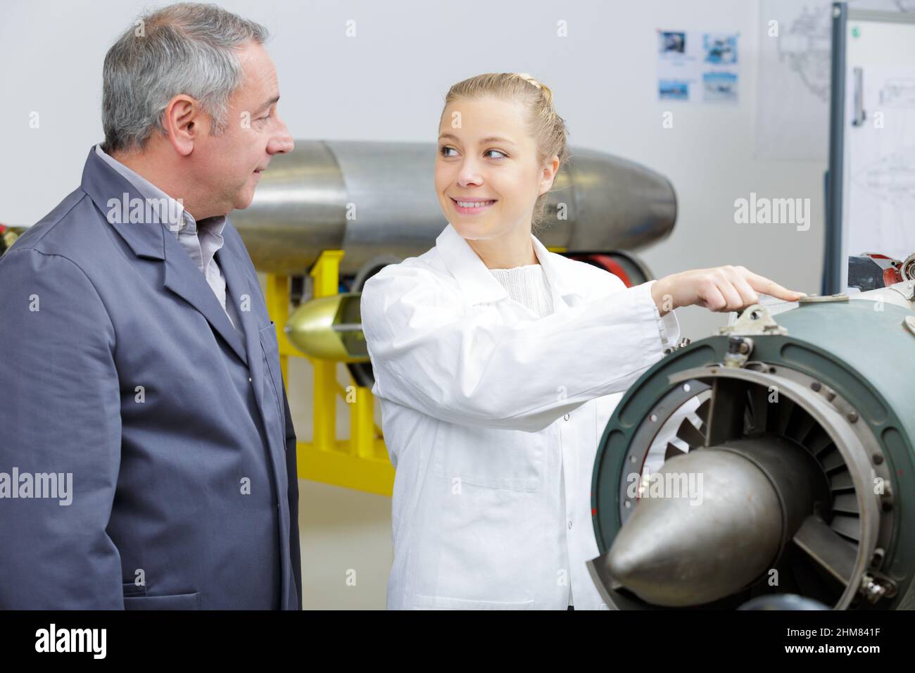 female aircraft maintenance engineer talking to supervisor Stock Photo ...