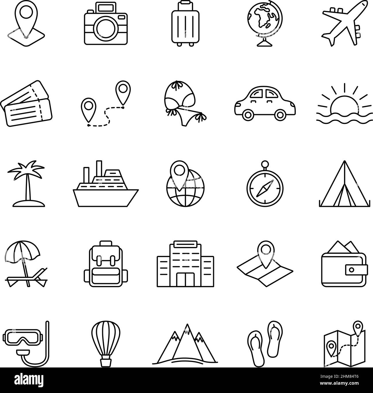 Set of travel line icons on white background, vector illustration Stock ...