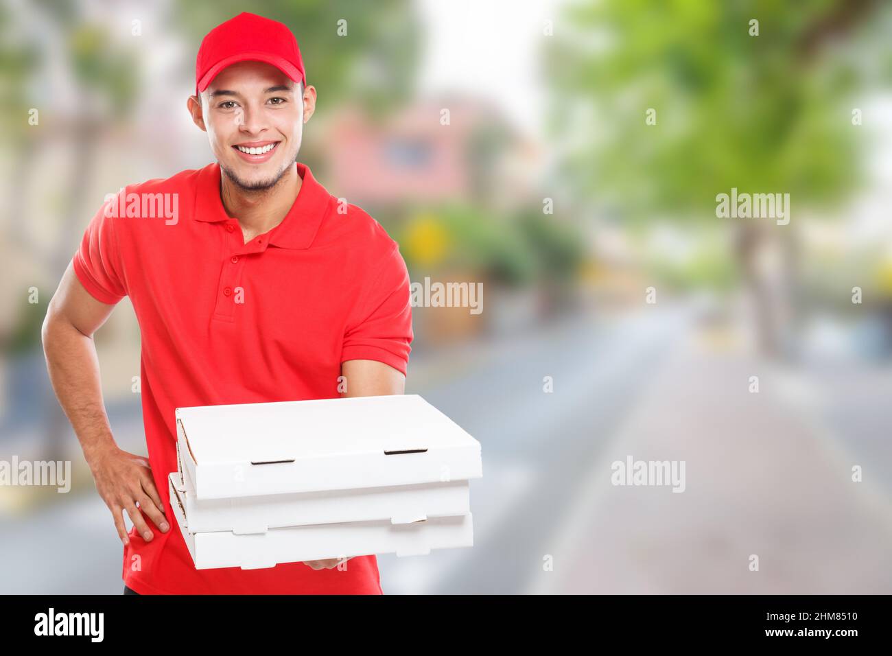 Pizza delivery latin man boy order delivering bringing deliver box ...