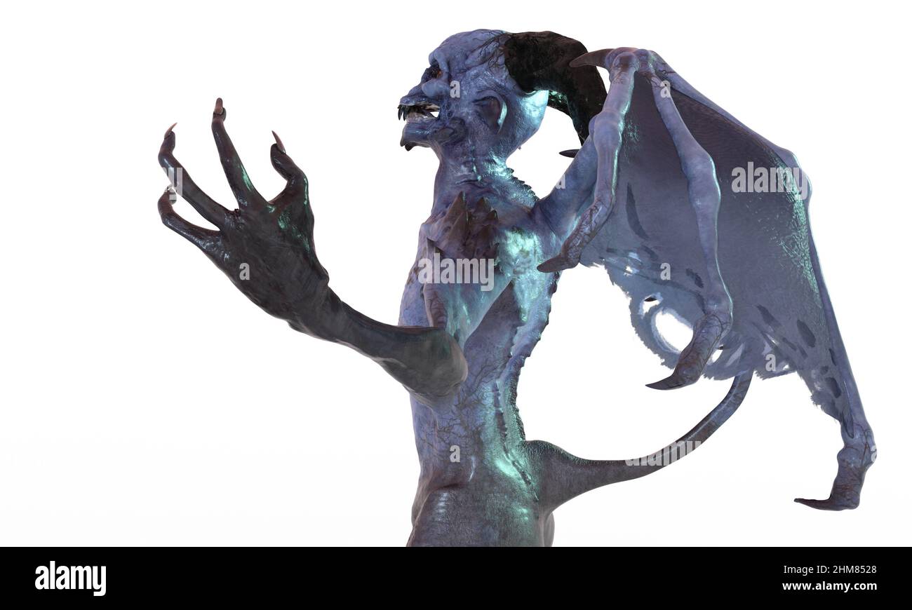 3D illustration demon isolated in white background Stock Photo - Alamy