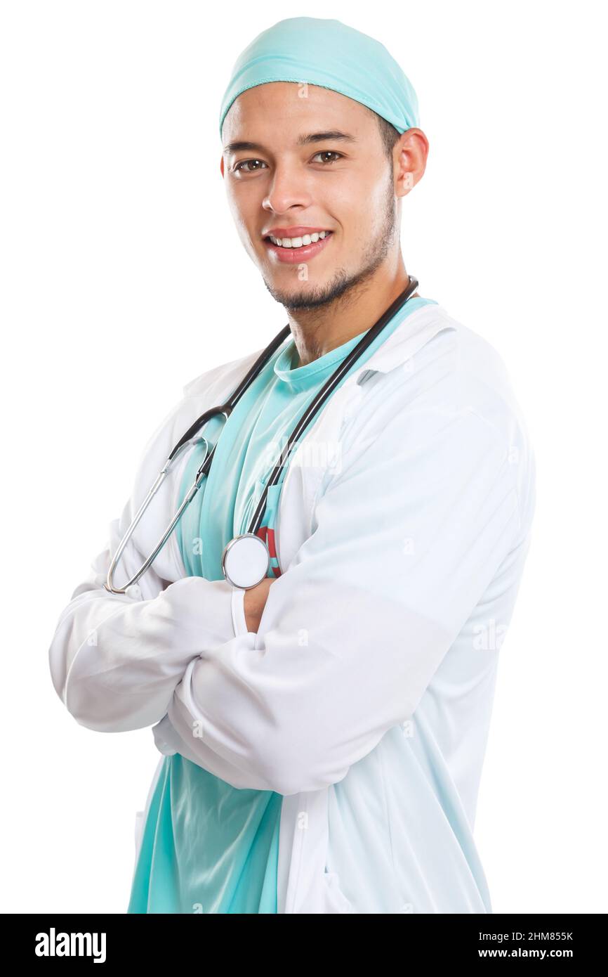 Young doctor portrait side view occupation latin man job doctor's ...