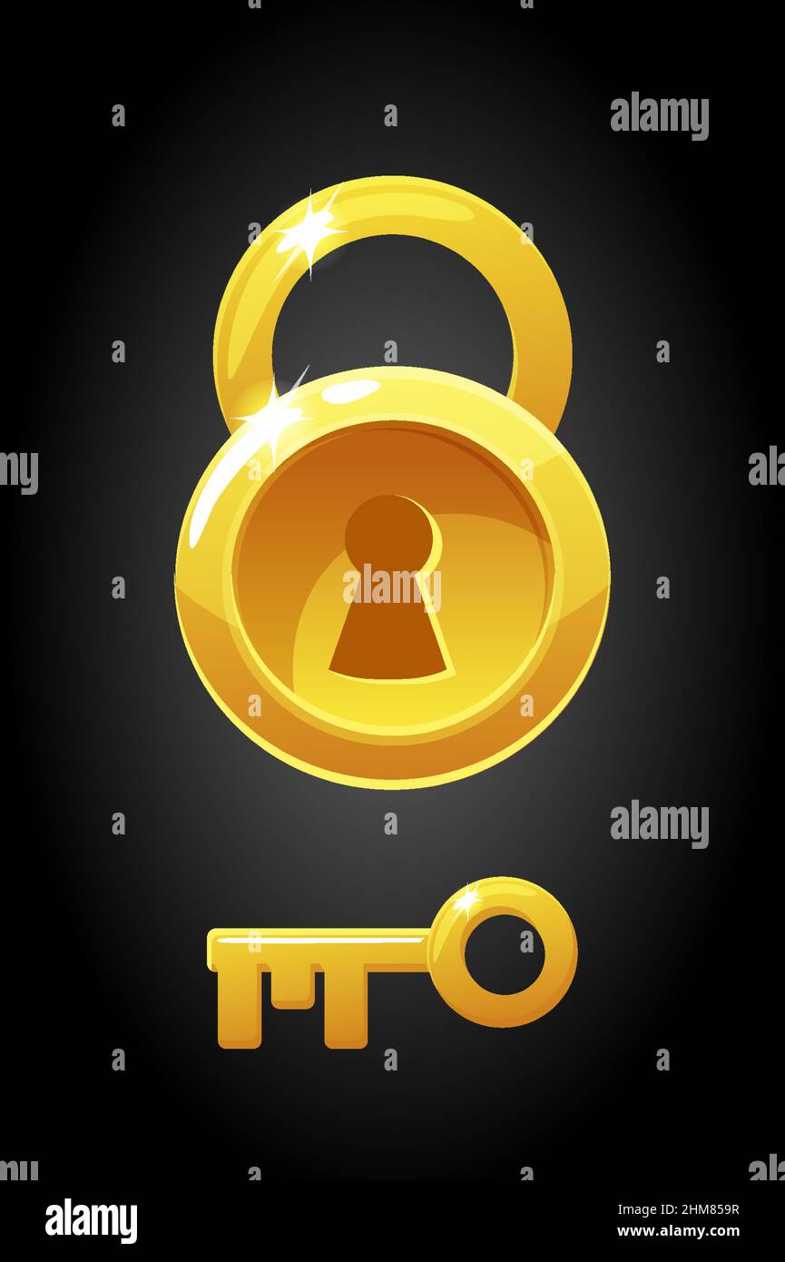 Vector gold round lock and key icons Stock Vector Image & Art - Alamy