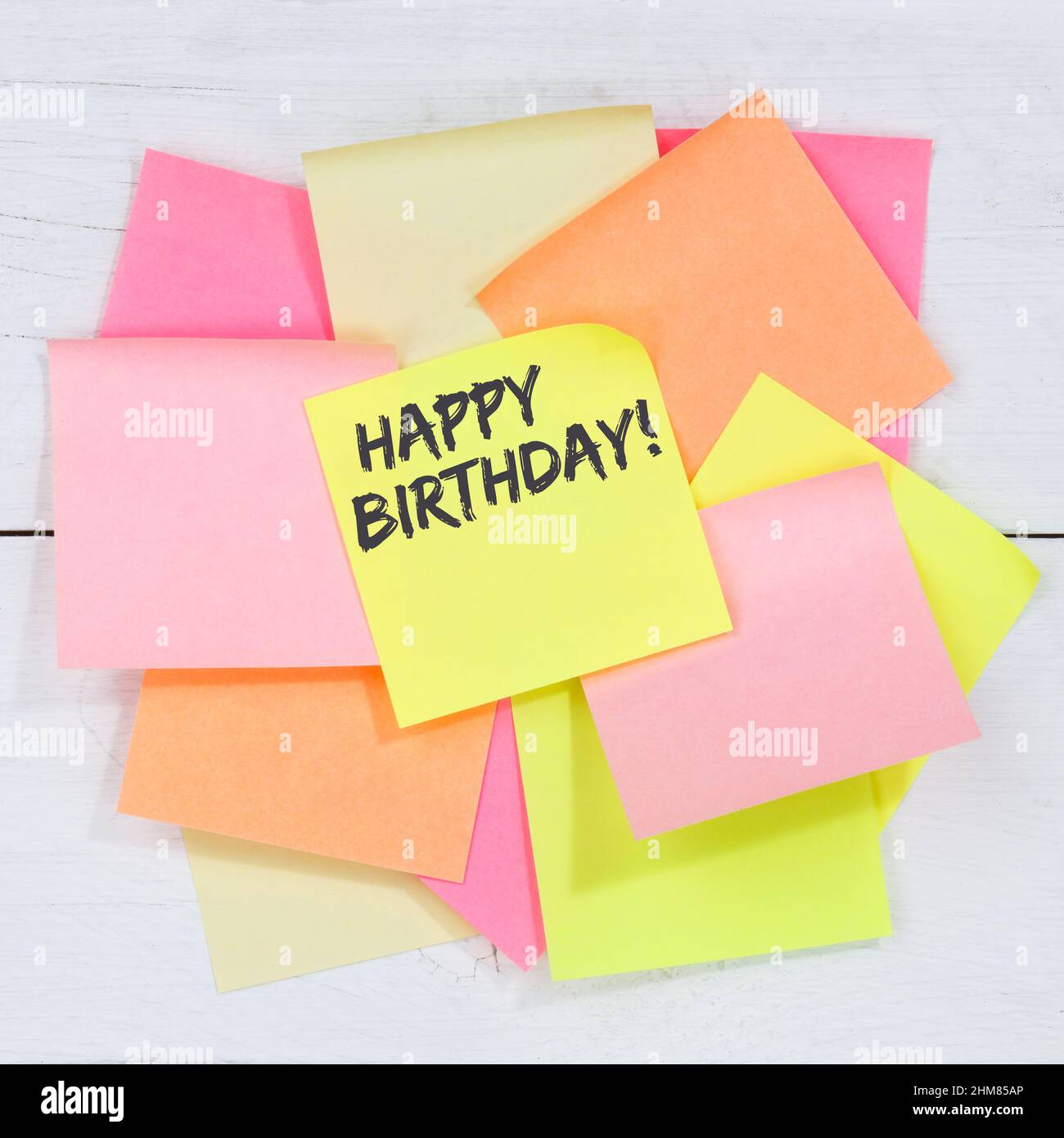 Happy Birthday greetings celebration business concept desk note paper ...